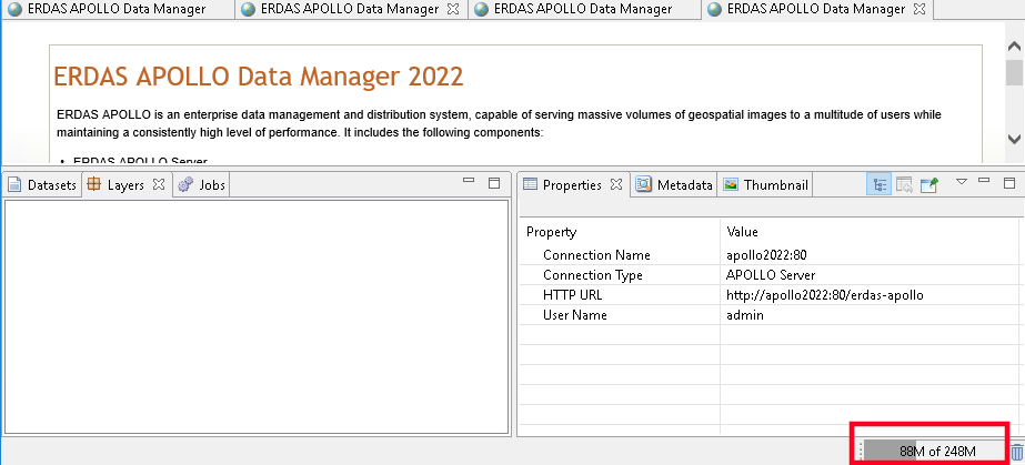 Apollo Data manager Heap Memory configuration
