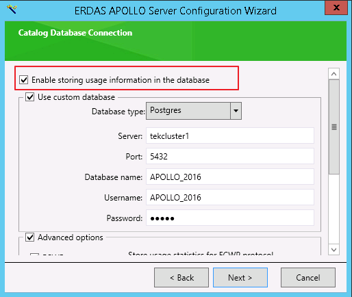 How to enable Apollo Statistics/Audit log in database