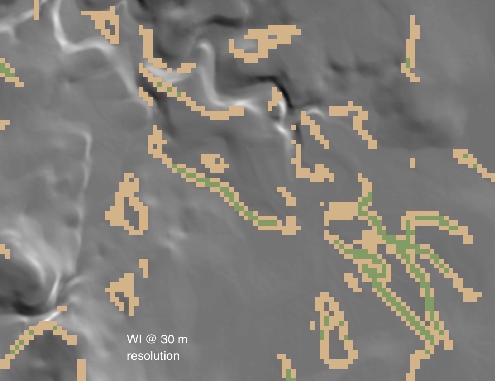 Terrain Wetness Indicator from a DEM