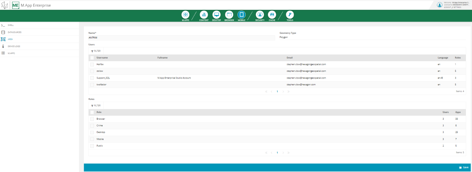 M.App Enterprise Mobile: How to Import Areas