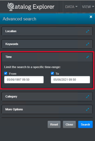 Apollo Catalog Explorer Advanced Time Search will only search "Registration date"