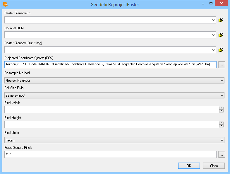 Geodetic Reprojection of Raster Imagery