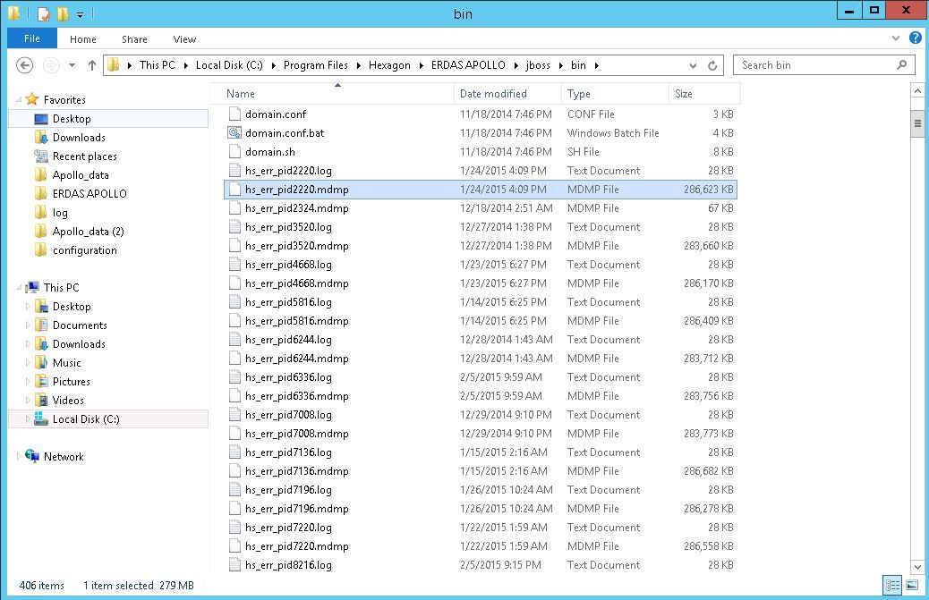 Apollo 2015 Server creating huge crash dump files on JBOSS bin folder
